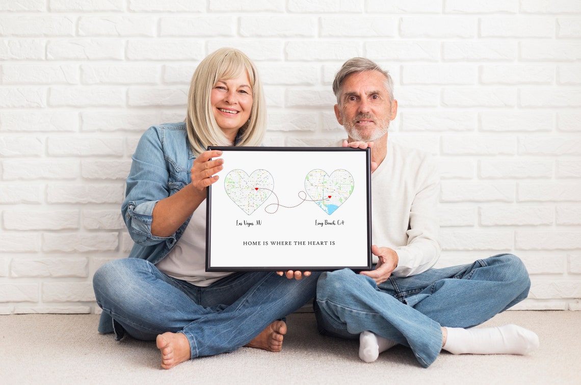 Long Distance Gift Heart Map Love Card Going Away Gift - Etsy