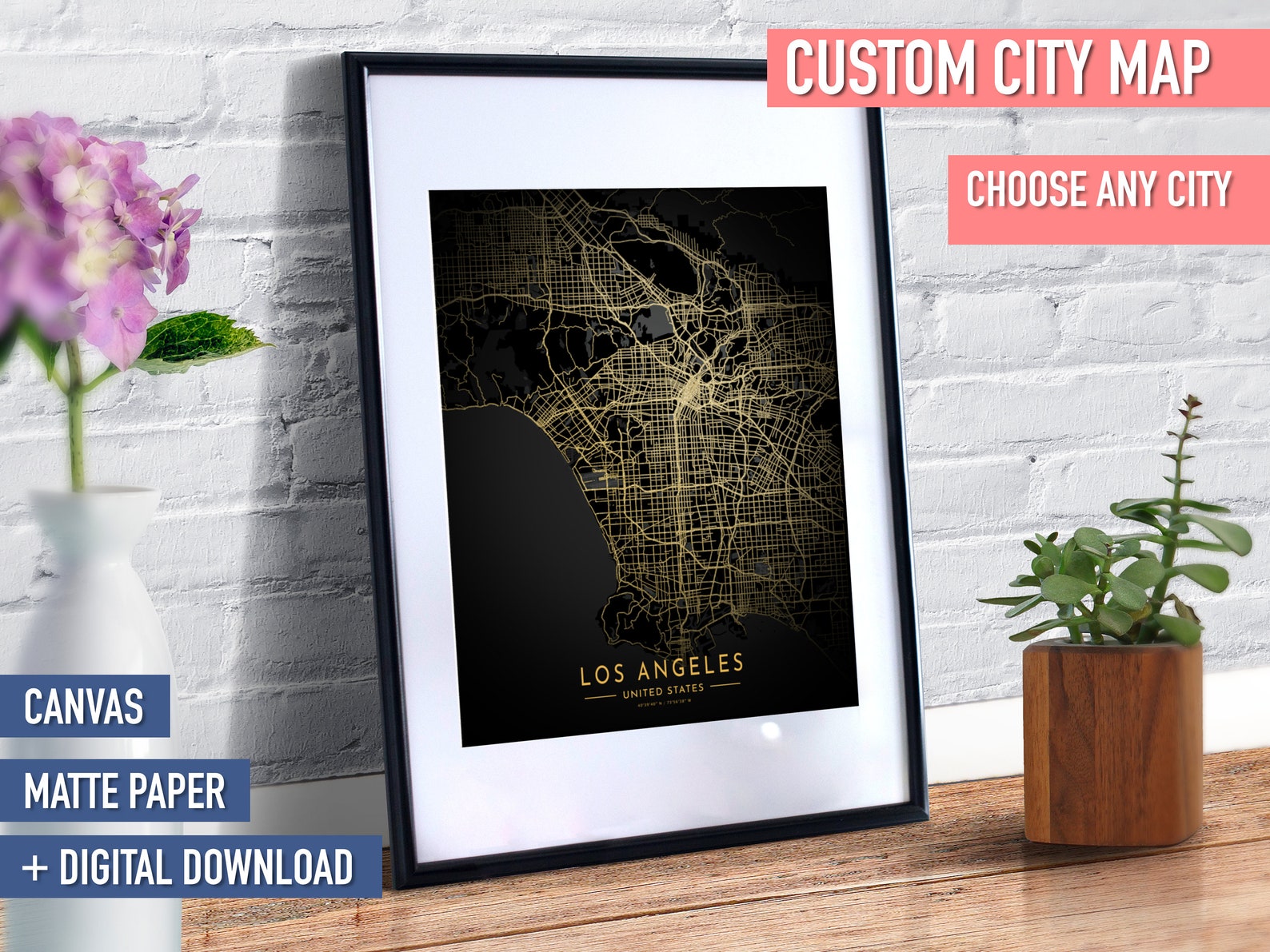 Custom Map Print, Printable Wall Art, Choose City Map, Custom Map Wall ...