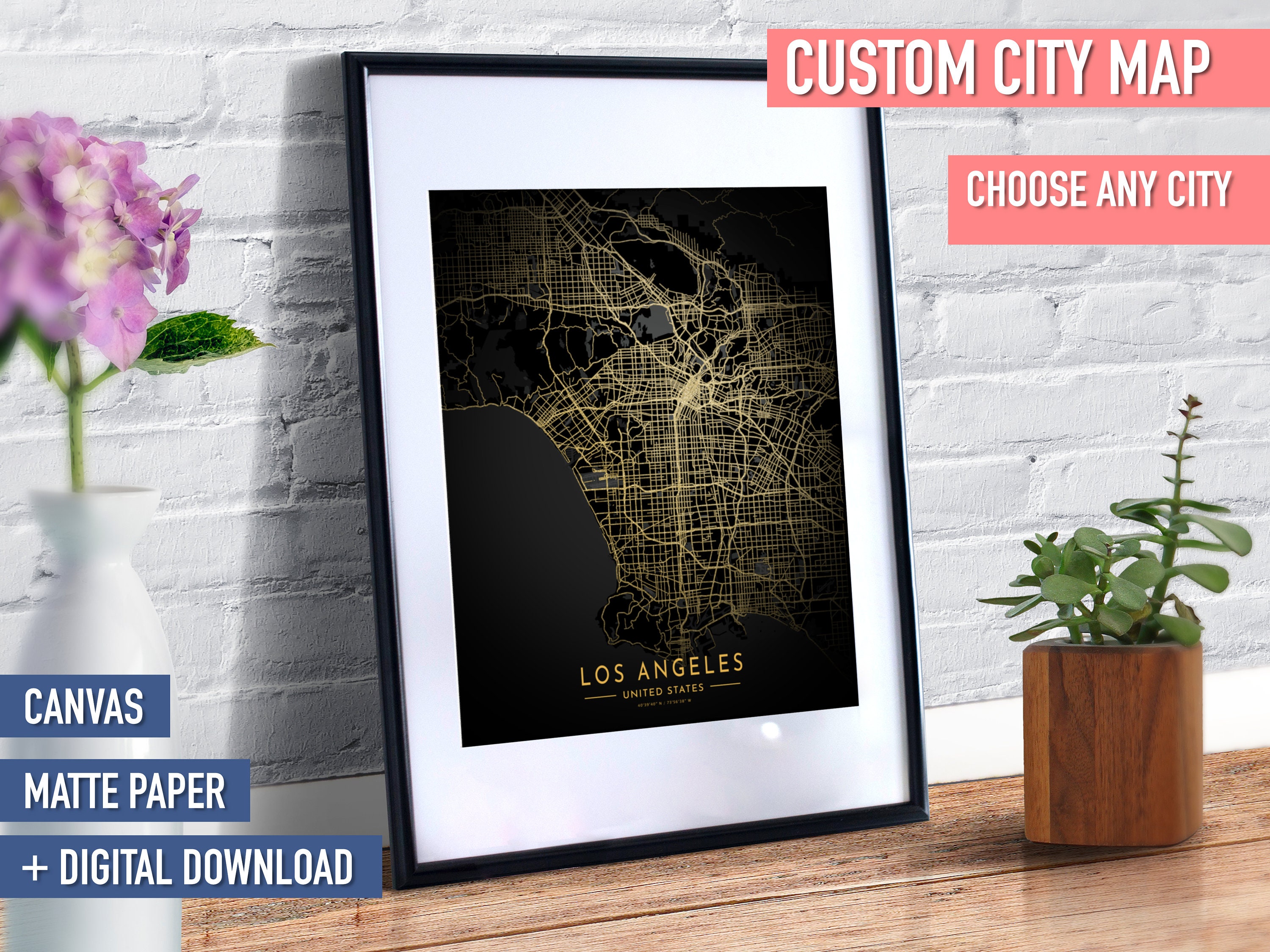 Custom Map Print, Printable Wall Art, Choose City Map, Custom Map Wall ...