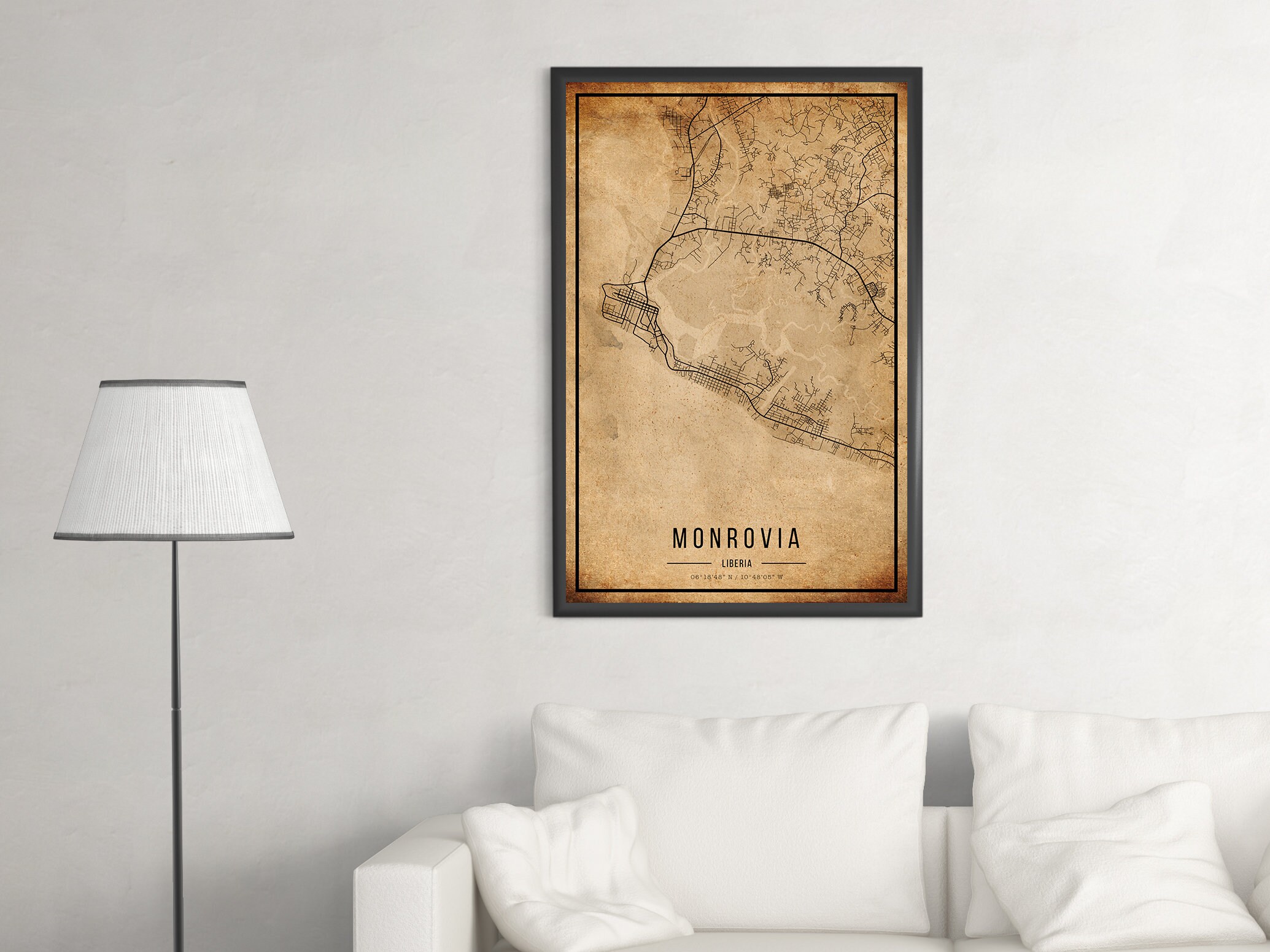 Monrovia Vintage Map Poster Monrovia Old Map Grunge Monrovia - Etsy