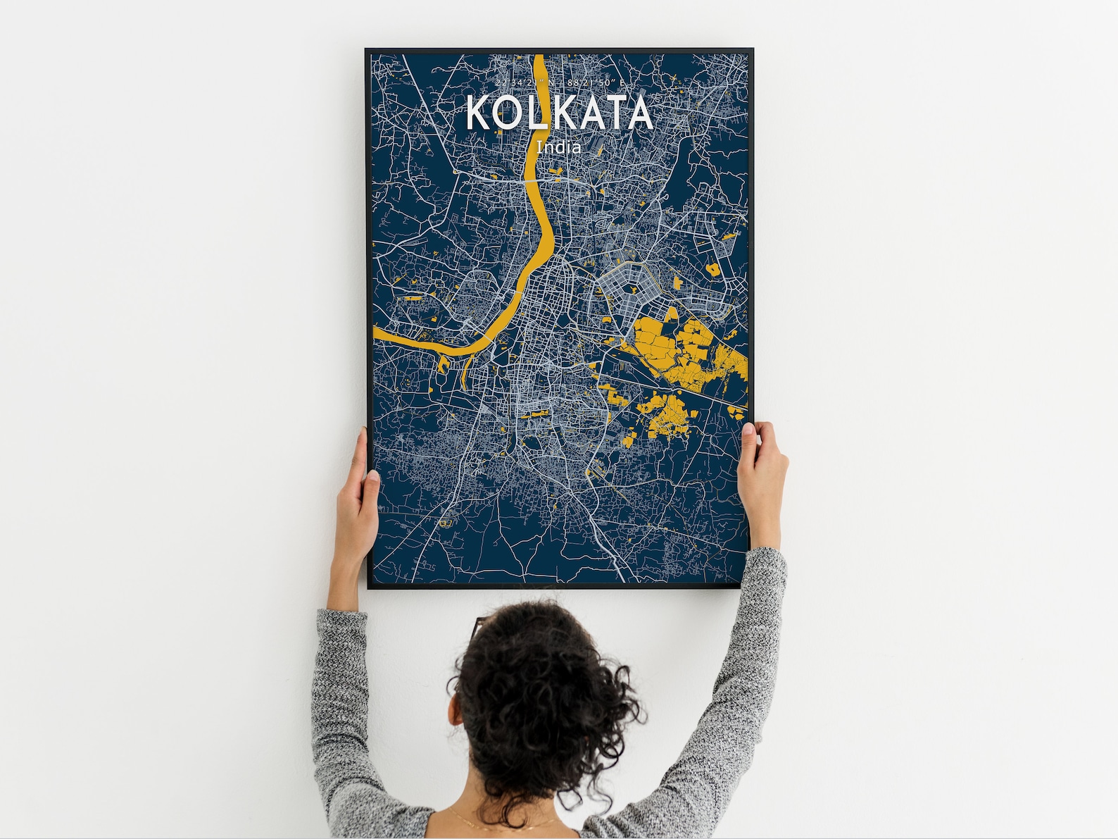 Kolkata Blue Map Poster Kolkata City Modern Map Print - Etsy