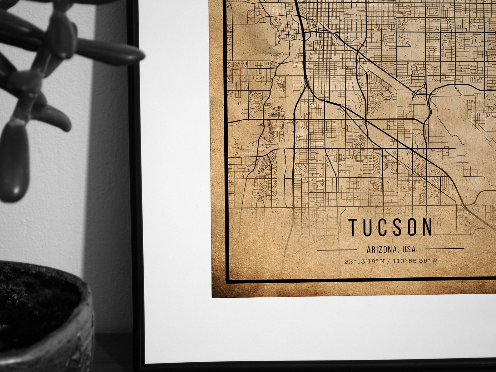 Tucson Vintage Map Poster Tucson Old Map Grunge Tucson Map - Etsy