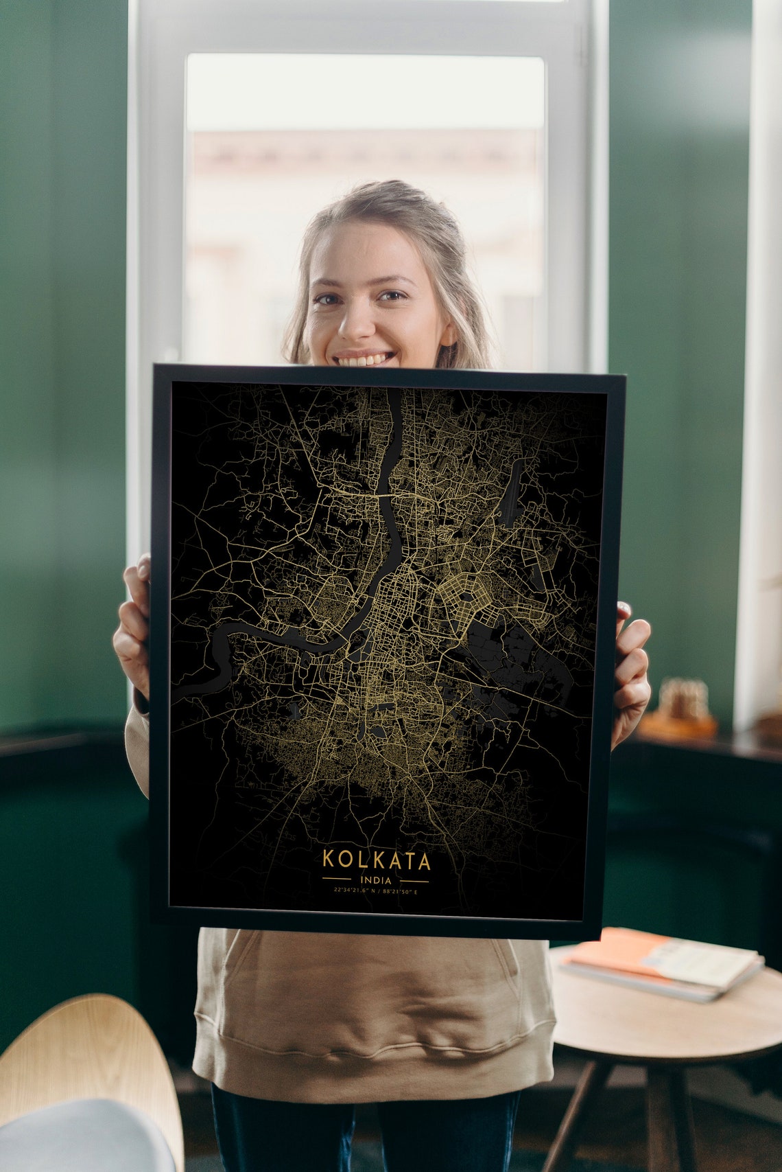 Kolkata Map Poster Kolkata City Gold Map Poster Kolkata - Etsy