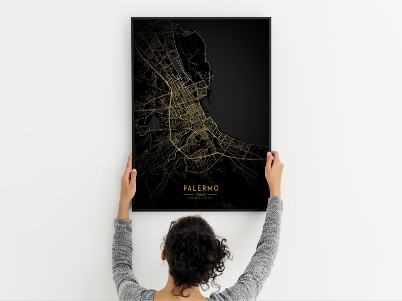 Palermo Gold Map Poster Palermo City Poster Palermo Map - Etsy
