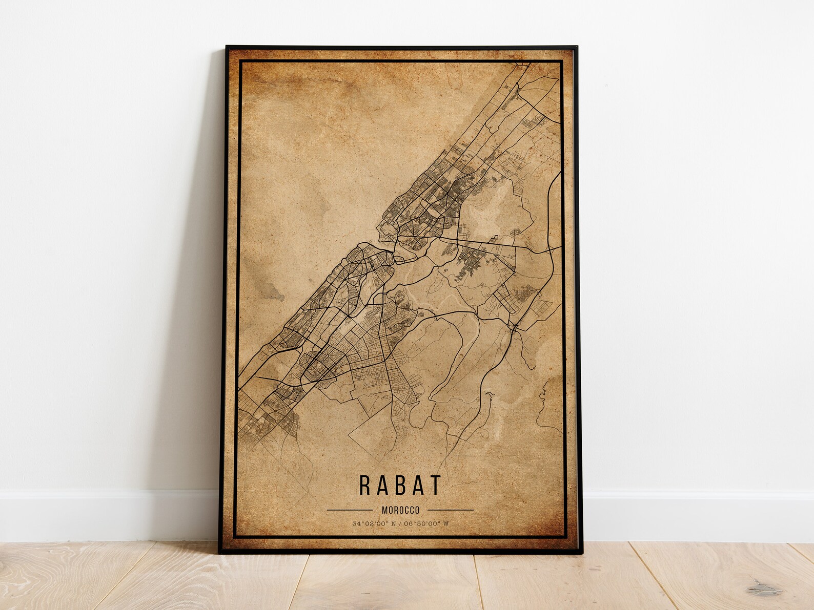 Rabat Vintage Map Poster Rabat Old Map Grunge Rabat Map | Etsy