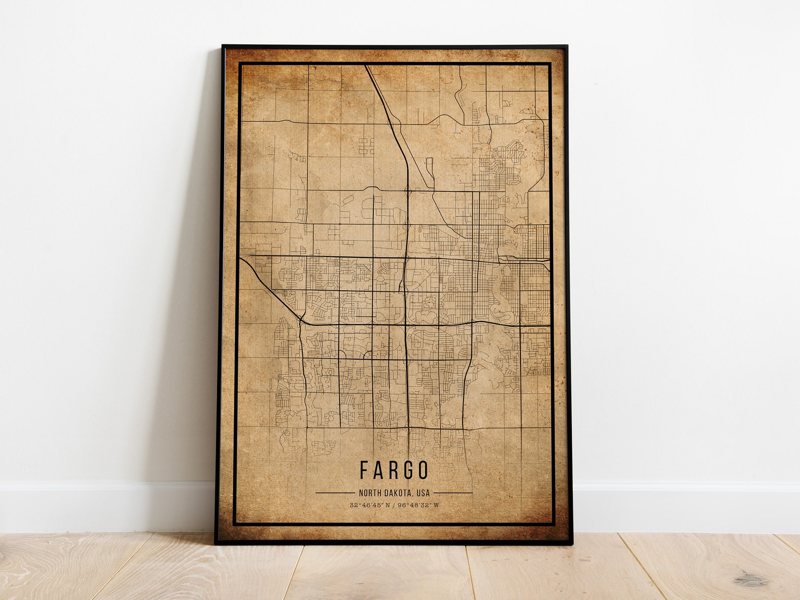 Fargo Vintage Map Poster Fargo Old Map Grunge Fargo Map - Etsy