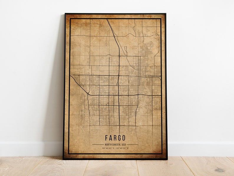 Fargo Vintage Map Poster Fargo Old Map Grunge Fargo Map - Etsy