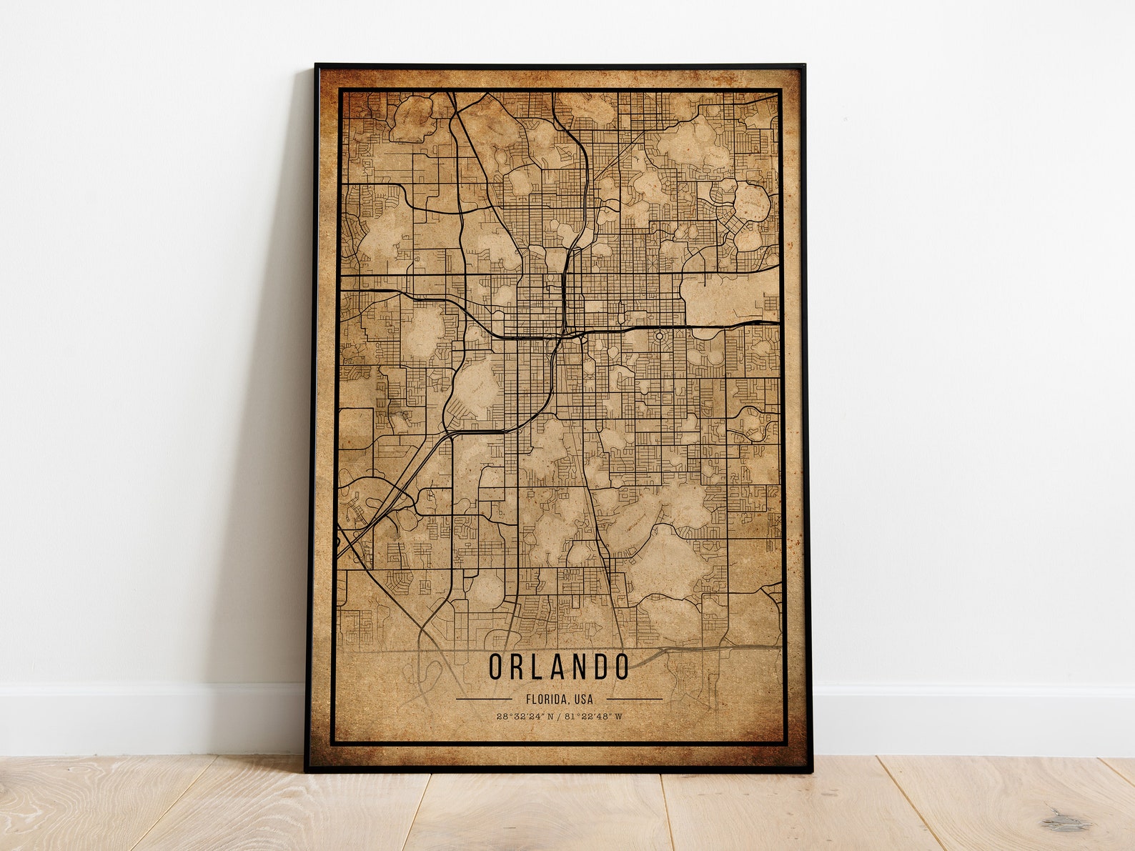 Orlando Vintage Map Poster Orlando Old Map Grunge Orlando | Etsy