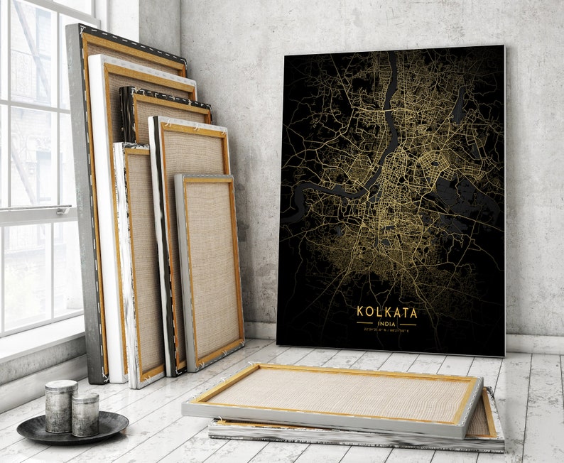 Kolkata Map Poster Kolkata City Gold Map Poster Kolkata - Etsy