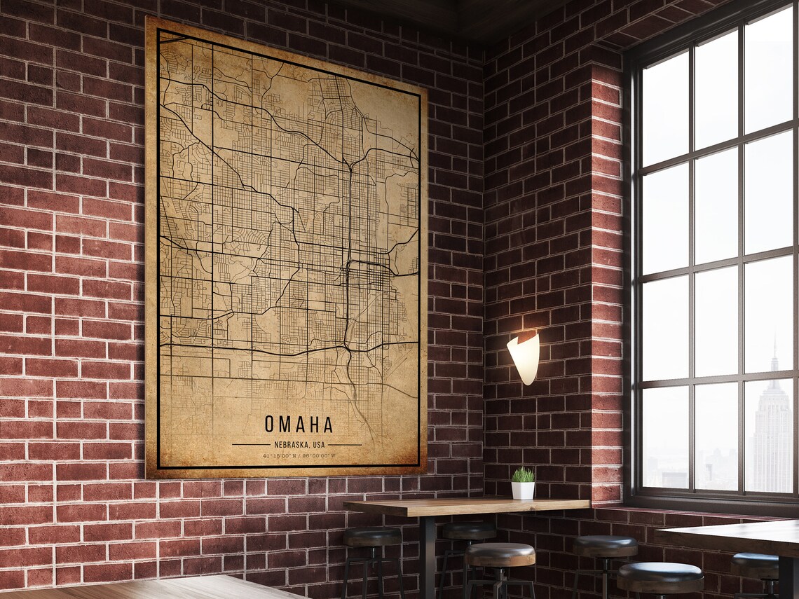 Omaha Vintage Map Poster Omaha Old Map Grunge Omaha Map | Etsy