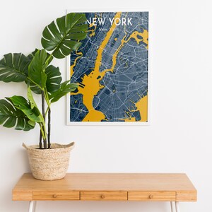 New York Map New York Map Poster New York Blue Map Poster New York City ...