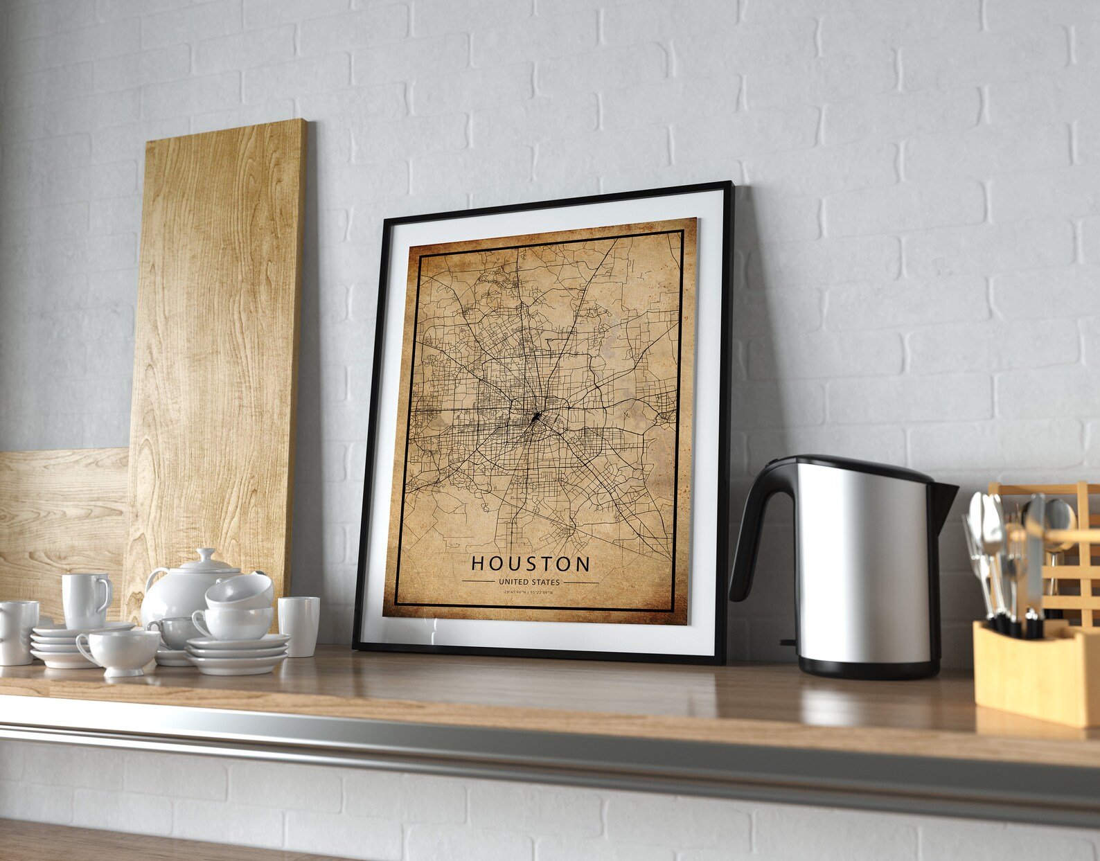Houston Vintage Map Poster Houston Old Map Grunge Houston | Etsy