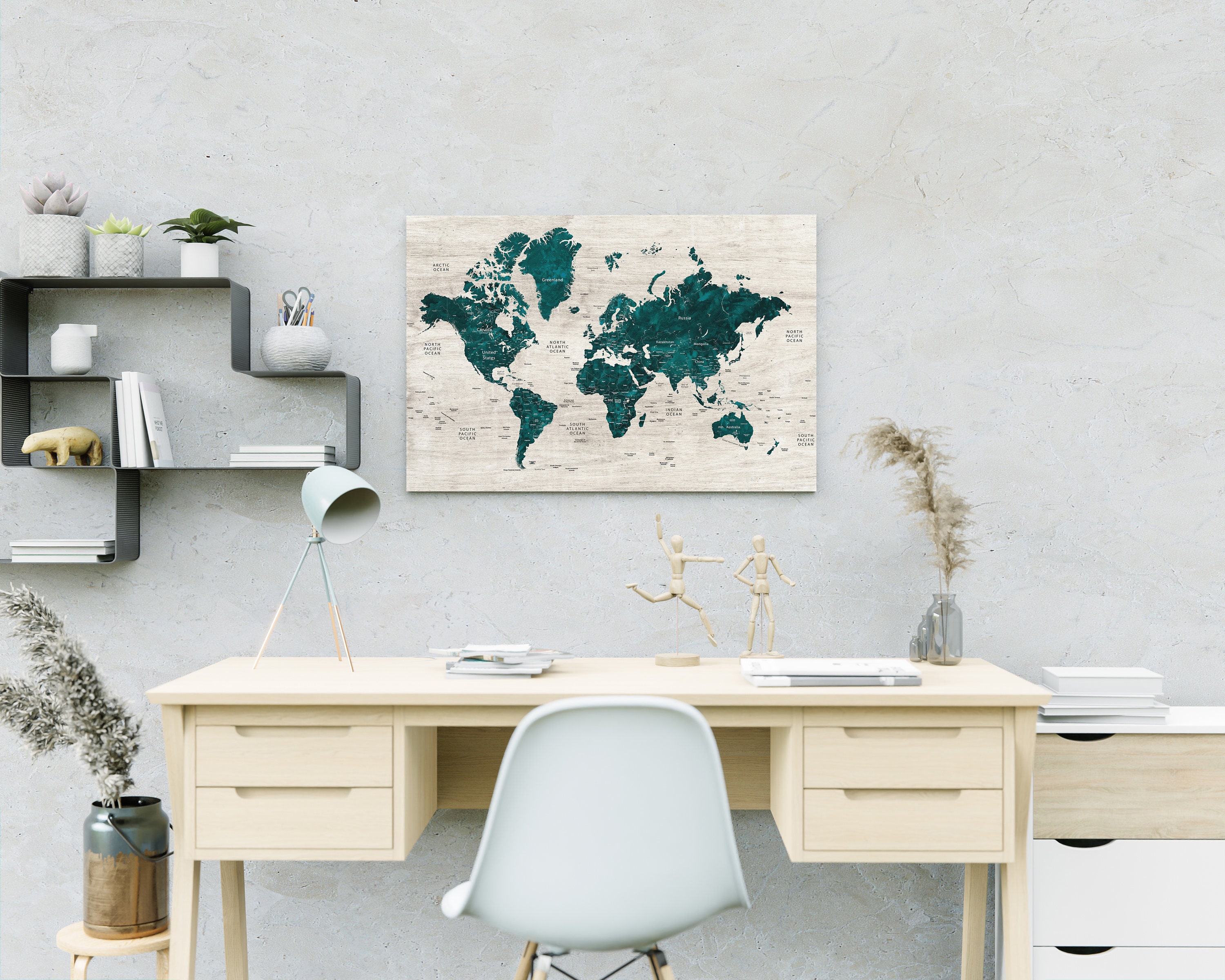 World Map Canvas World Map Poster Family Travel Map - Etsy