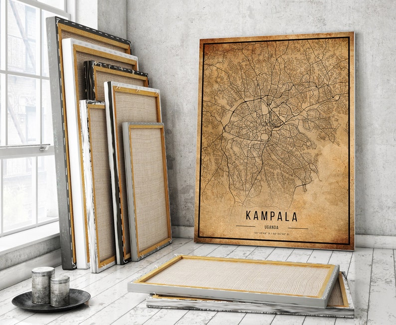 Kampala Vintage Map Poster Kampala Old Map Grunge Kampala - Etsy