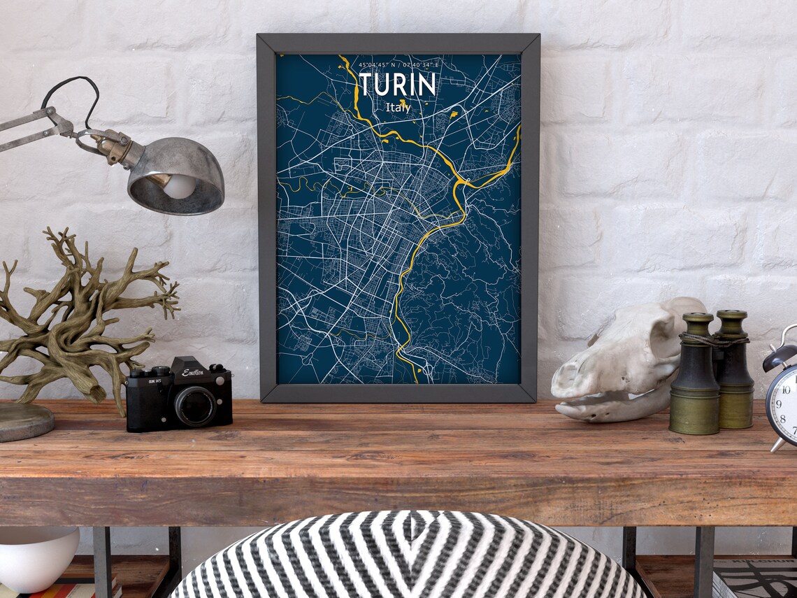 Turin Blue Map Poster Turin City Blue Map Poster Turin City | Etsy
