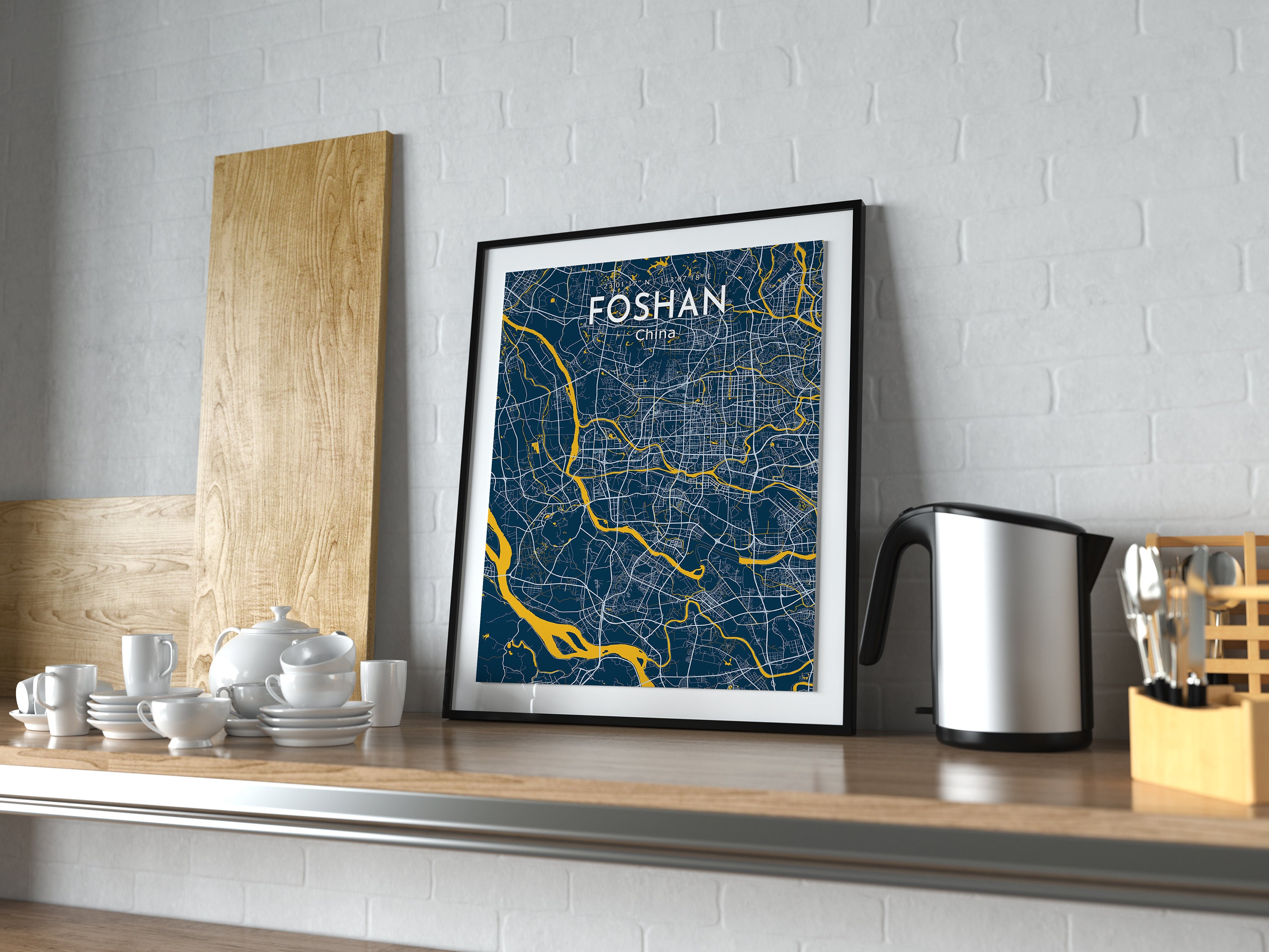 Foshan Blue Map Poster Foshan City Modern Map Print Foshan - Etsy