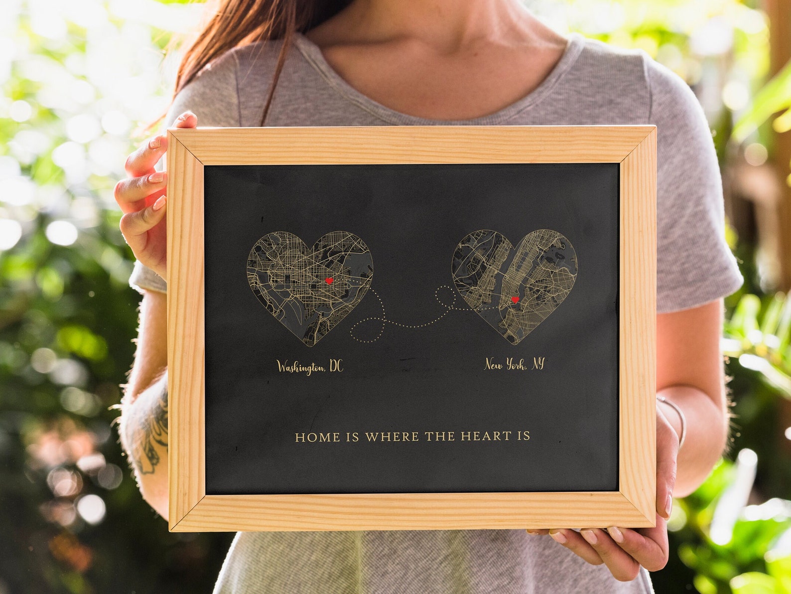 Long Distance Gift Heart Map Love Card Going Away Gift | Etsy