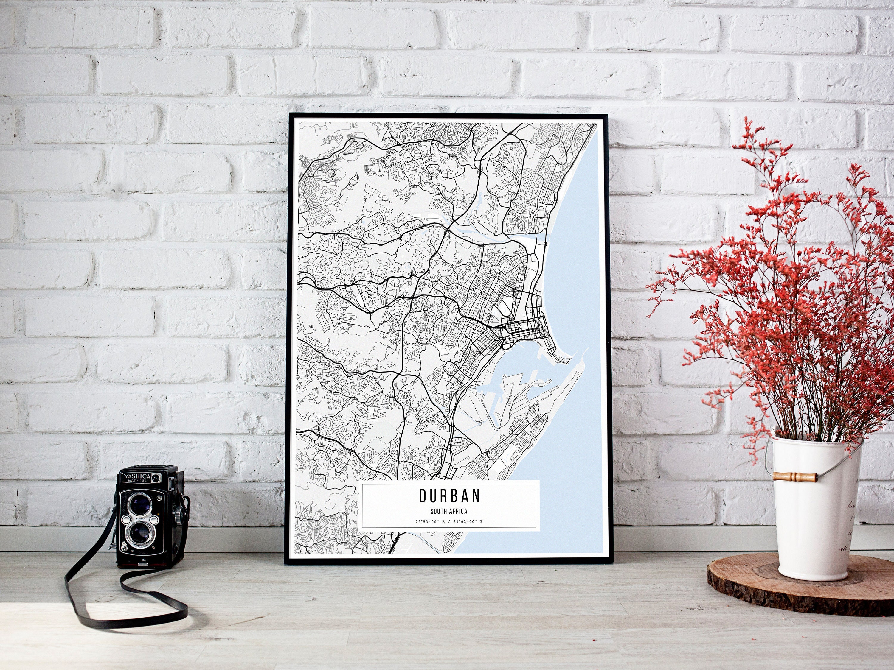 Durban Map Poster Durban City Map Poster Durban City Sign | Etsy