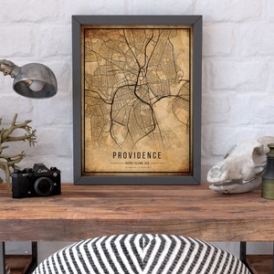 Providence Vintage Map Poster, Providence Old Map, Grunge Providence ...
