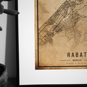 Rabat Vintage Map Poster Rabat Old Map Grunge Rabat Map | Etsy
