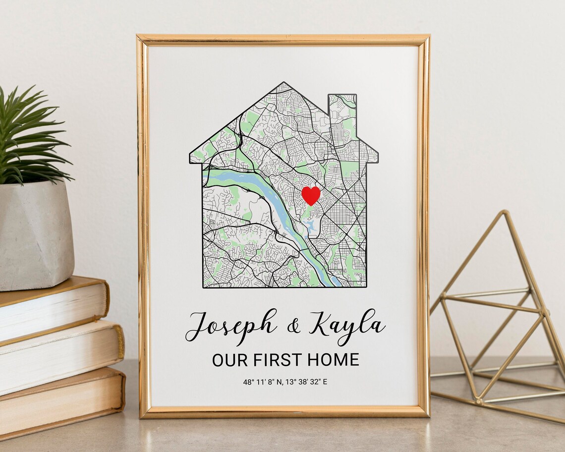 Personalized Home Map Print, First Home Gift, Housewarming Gift - Etsy