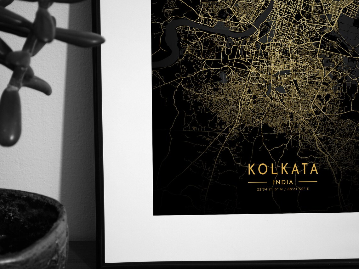 Kolkata Map Poster Kolkata City Gold Map Poster Kolkata - Etsy