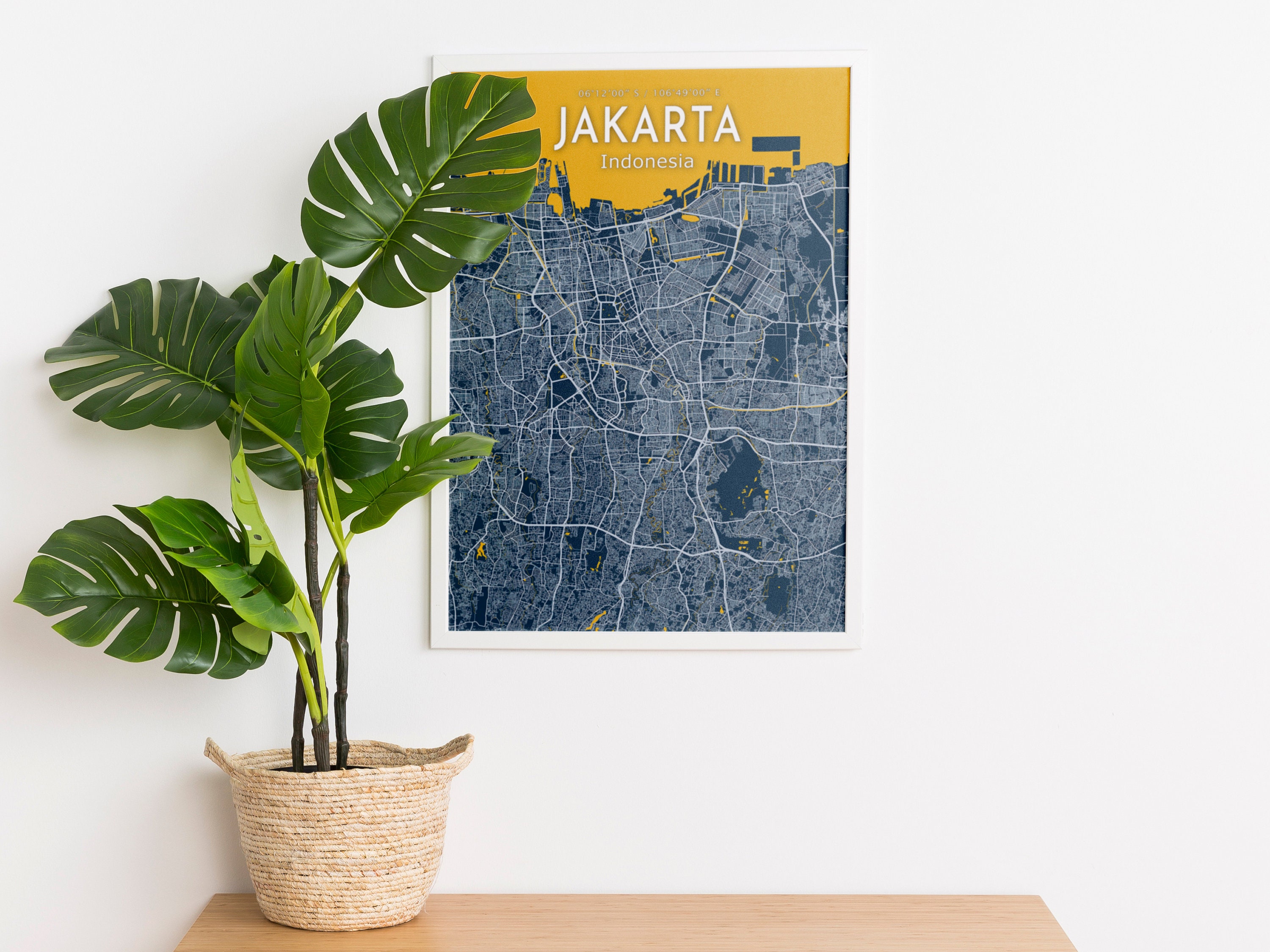 Jakarta Blue Map Poster Jakarta City Modern Map Print | Etsy