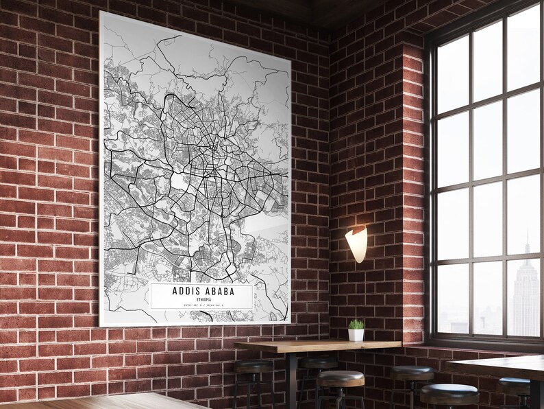 Addis Ababa City Map Art Print: Ethiopia Poster - Etsy