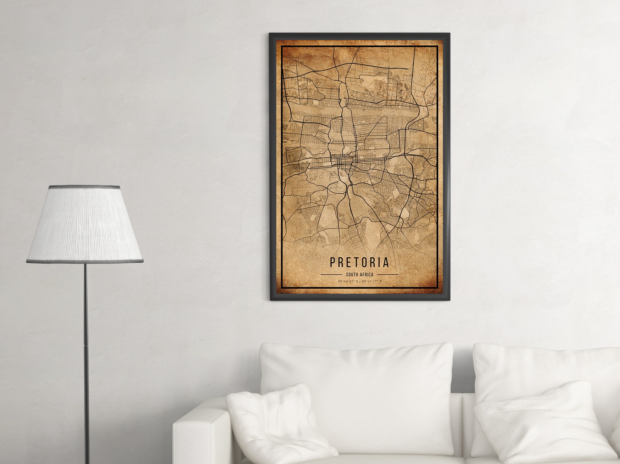 Pretoria Vintage Map Poster Pretoria Old Map Grunge Pretoria | Etsy
