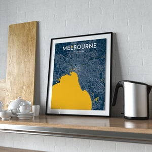 Melbourne Blue Map Poster, Melbourne City Blue Map Poster, Melbourne ...