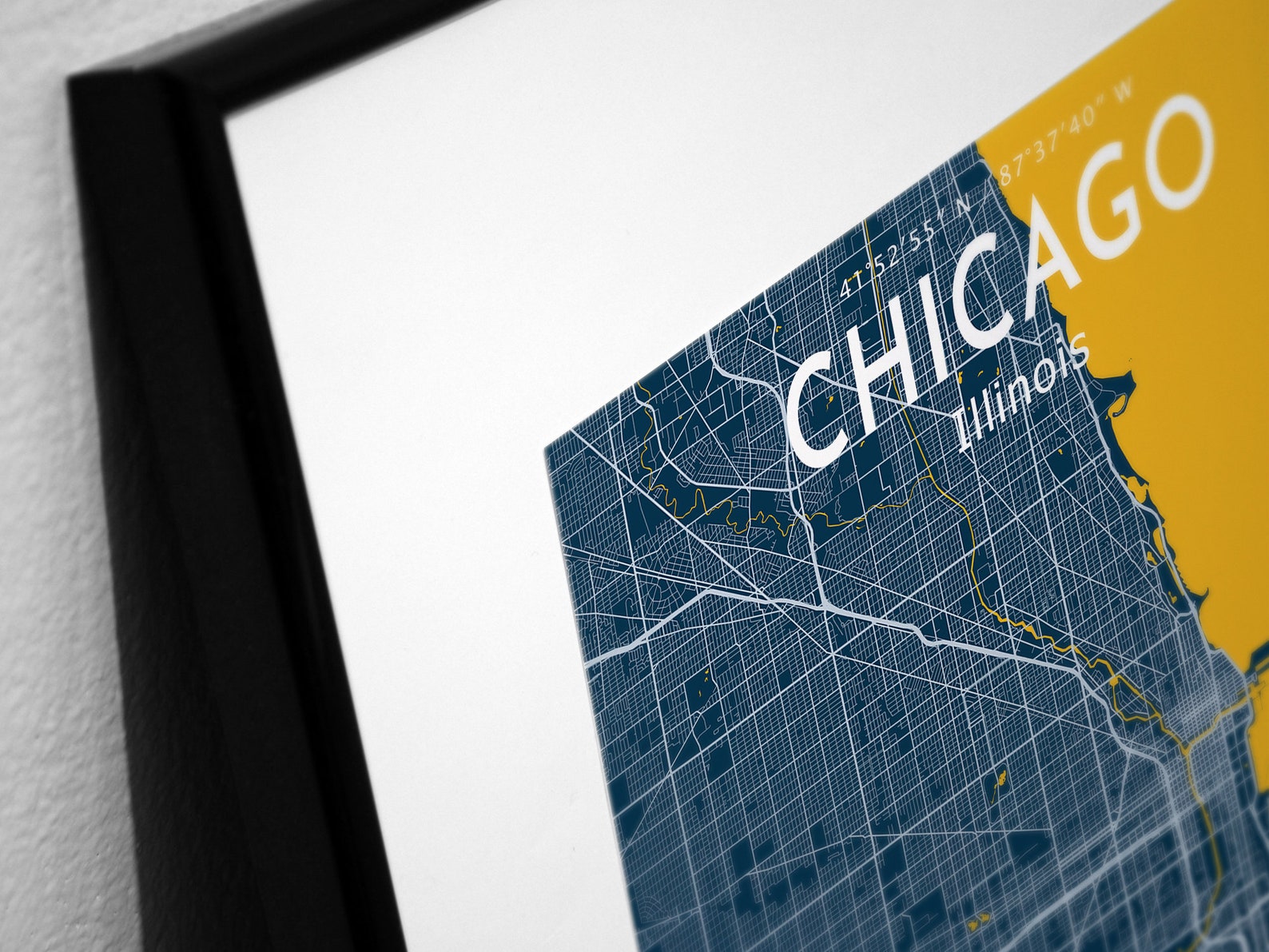 Chicago Blue Map Poster Chicago City Blue Map Poster Chicago | Etsy