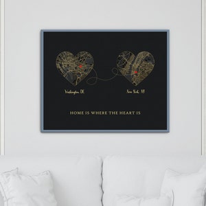 Long Distance Gift, Heart Map, Love Card, Going Away Gift, Custom ...