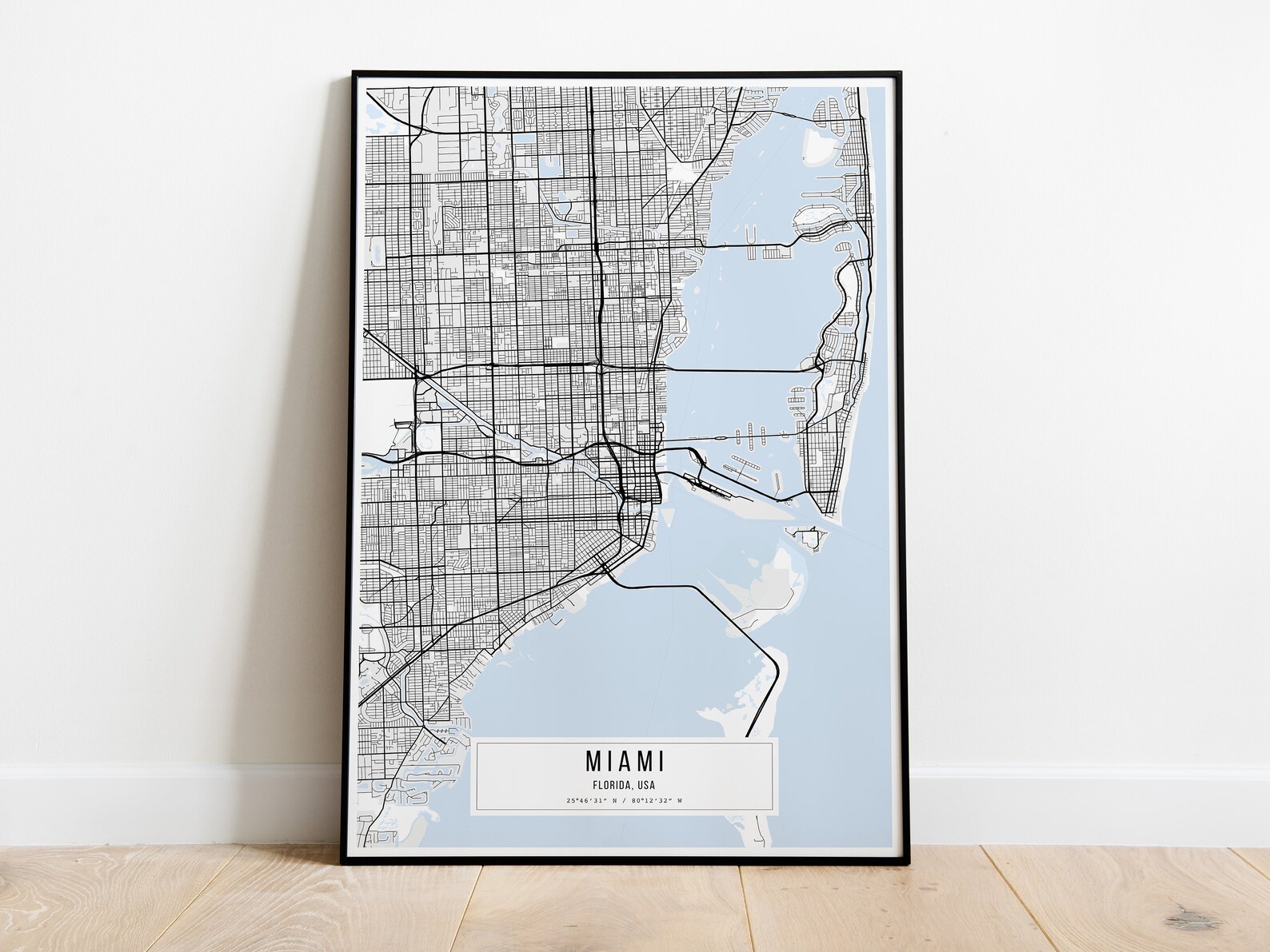 Miami White Map Poster Miami Home Decor Miami Classic Map - Etsy