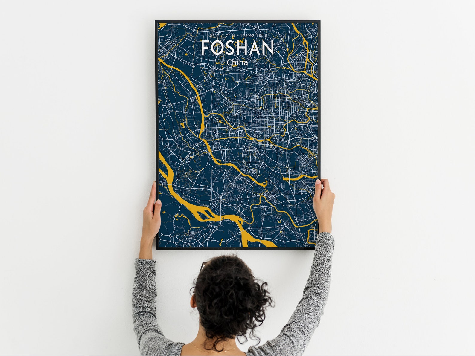 Foshan Blue Map Poster Foshan City Modern Map Print Foshan - Etsy