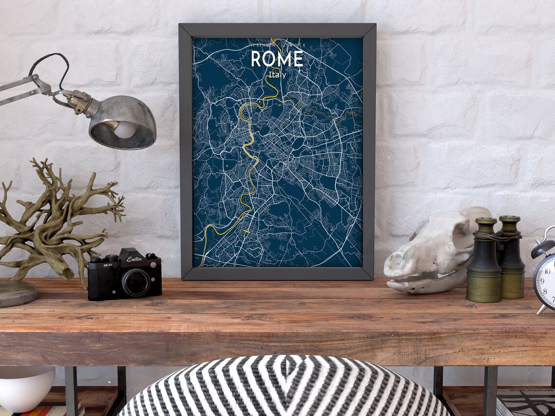 Rome Blue Map Poster Rome City Blue Map Poster Rome City - Etsy