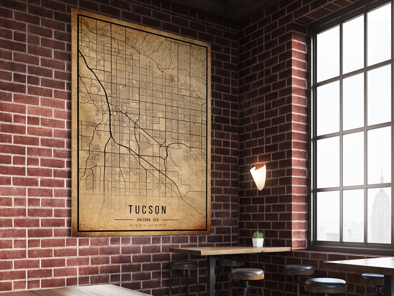 Tucson Vintage Map Poster Tucson Old Map Grunge Tucson Map - Etsy