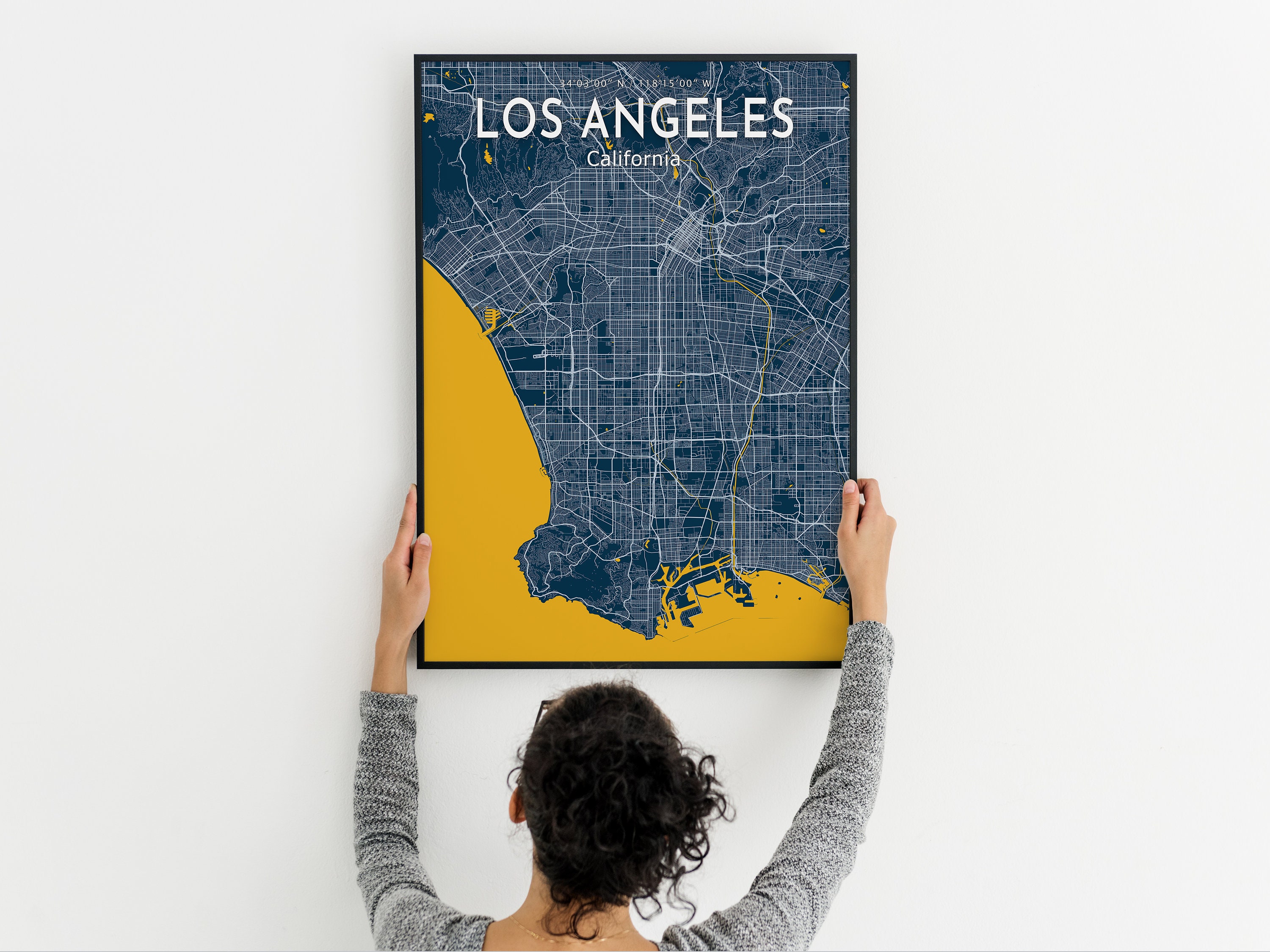 Los Angeles Blue Map Poster Los Angeles City Blue Map Poster | Etsy