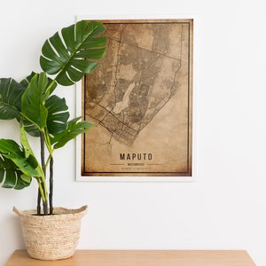 Maputo Vintage Map Poster, Maputo Old Map, Grunge Maputo Map, Maputo ...