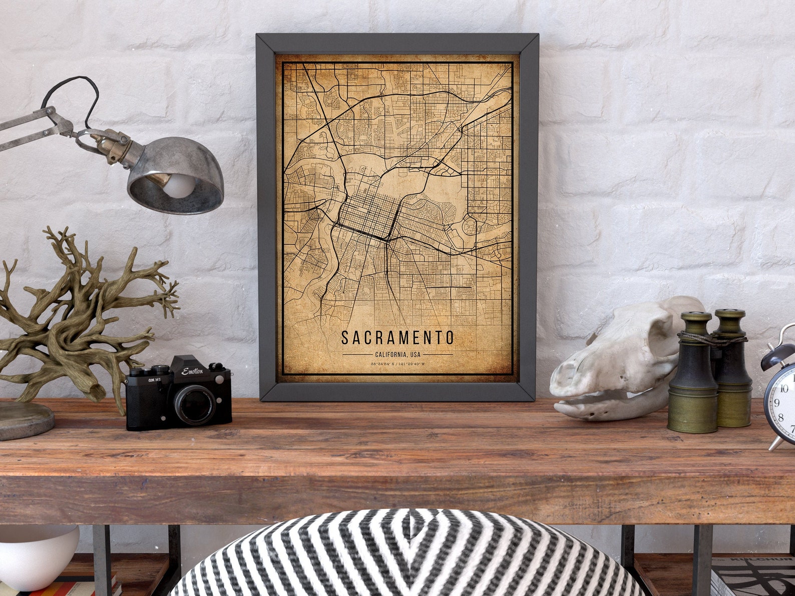 Sacramento Vintage Map Poster Sacramento Old Map Grunge - Etsy