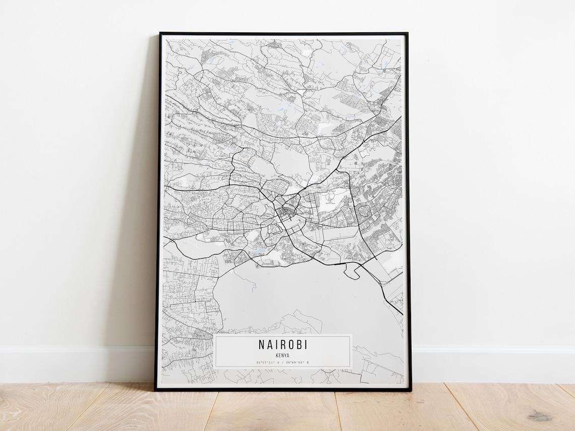 Nairobi Map Poster Nairobi City Map Poster Nairobi City | Etsy