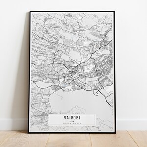 Nairobi Map Poster, Nairobi City Map Poster, Nairobi City Sign, Kenya ...