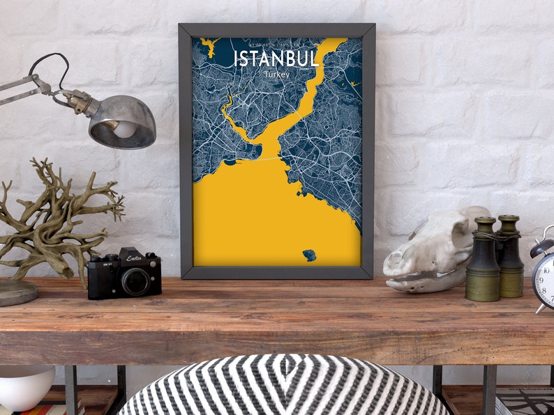 Istanbul Blue Map Poster Istanbul City Blue Map Poster - Etsy