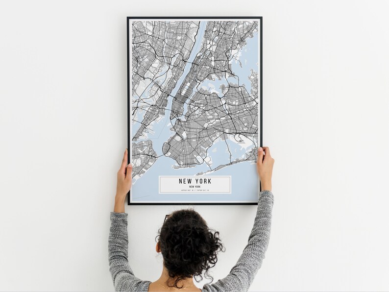 New York Map New York Map Poster New York Classic Map - Etsy