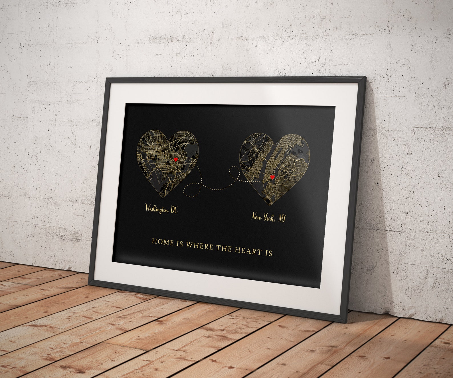 Long Distance Gift Heart Map Love Card Going Away Gift | Etsy