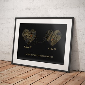 Long Distance Gift, Heart Map, Love Card, Going Away Gift, Custom ...