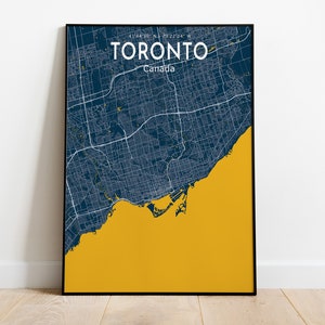 Toronto Blue Map Poster, Toronto City Blue Map Poster, Toronto City ...