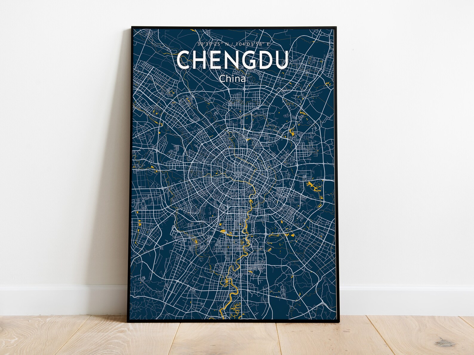 Chengdu Blue Map Poster Chengdu City Modern Map Print - Etsy