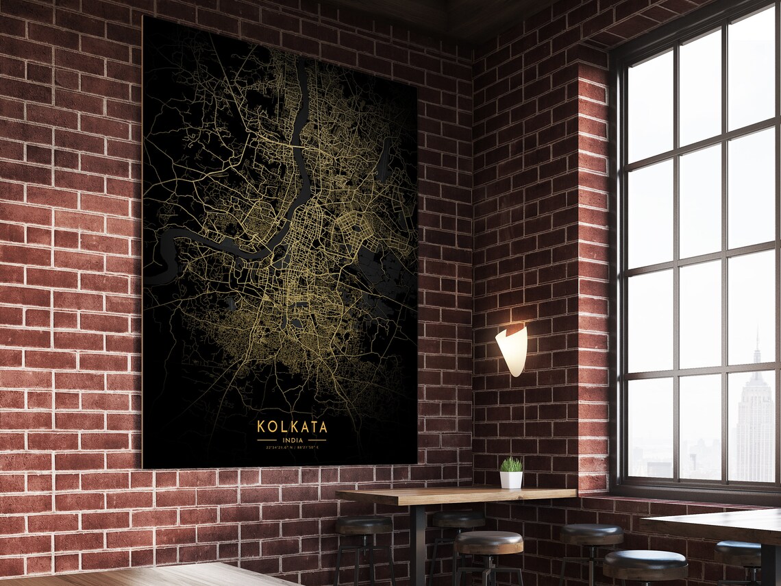 Kolkata Map Poster Kolkata City Gold Map Poster Kolkata - Etsy