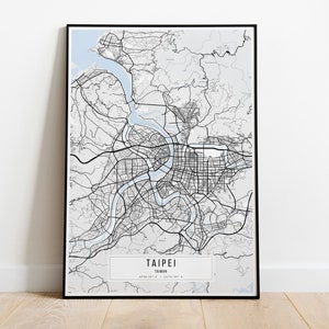 Taipei Map Poster, Taipei City Map Poster, Taipei City Sign, Taiwan Map ...