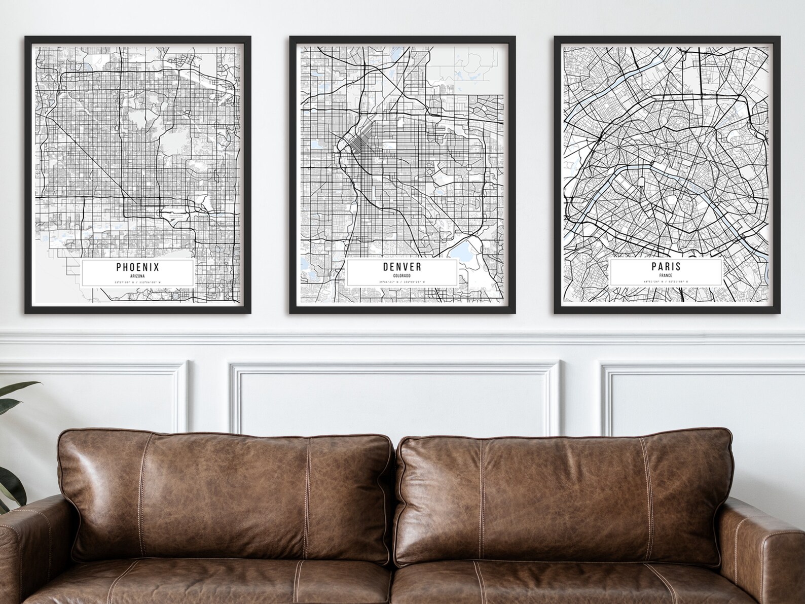 Personalized Map Print Set of Three Any City Map Print - Etsy